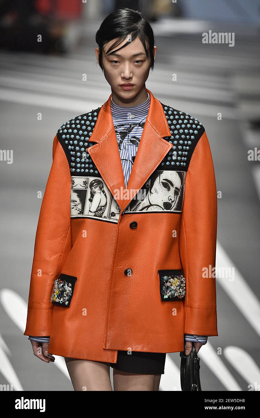 Model Sora Choi walks on the runway during the Prada Fashion Show ...