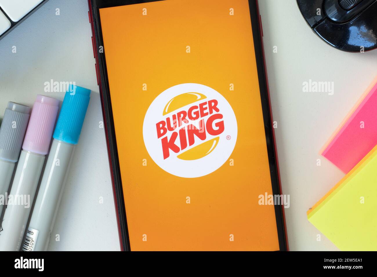 New York, USA - 2 March 2021: Burger King mobile app icon on phone ...