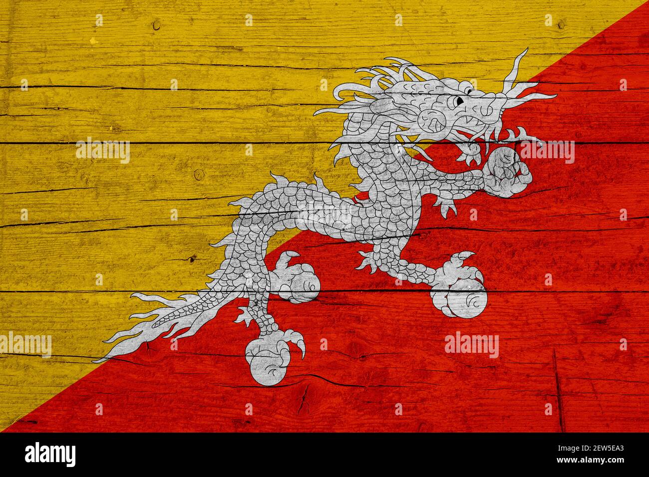 Flag of Butane. Wooden texture of the flag of Butane Stock Photo - Alamy