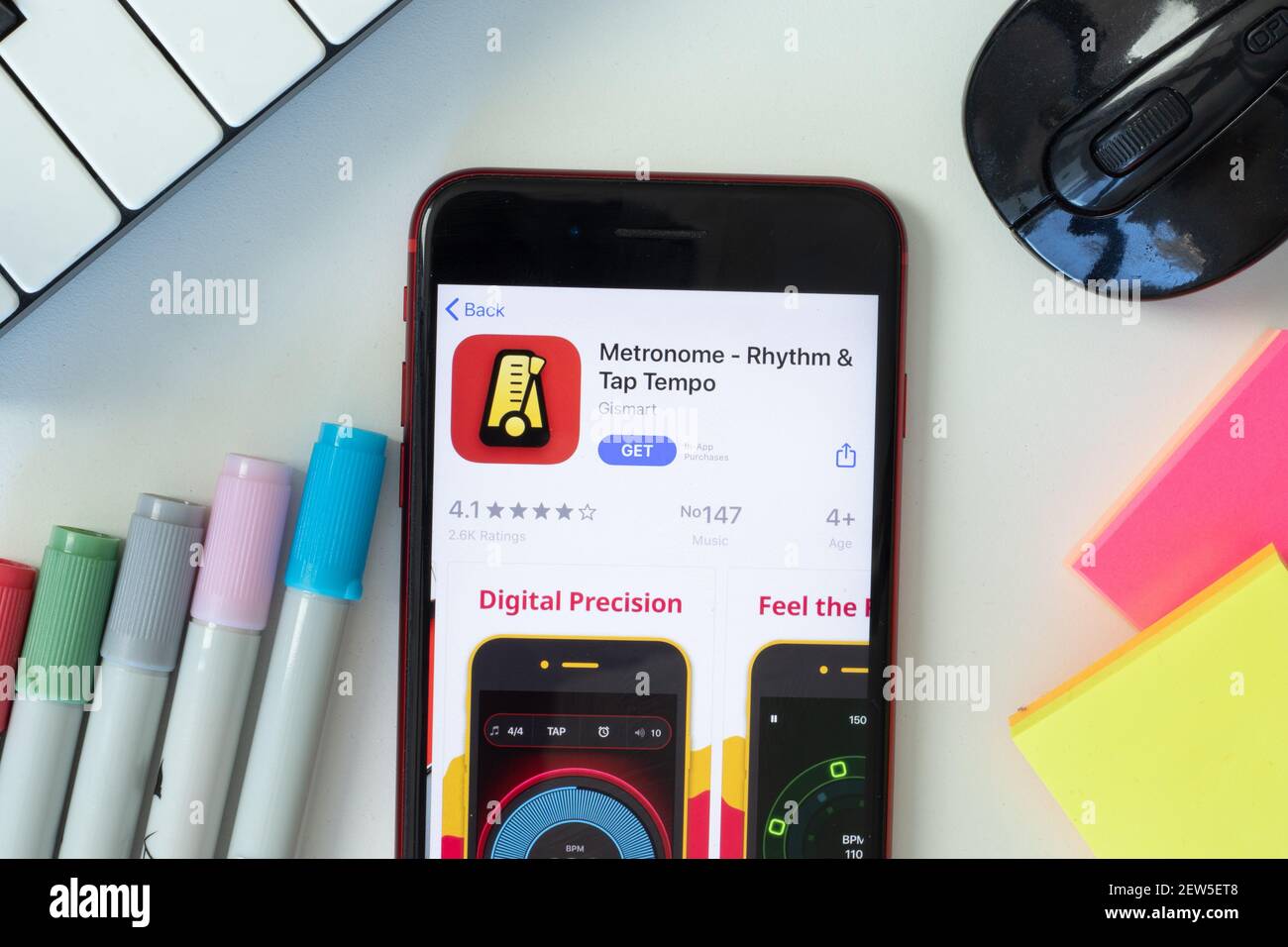New York, USA - 2 March 2021: Metronome - Rhythm Tap Tempo mobile app icon on phone screen ...