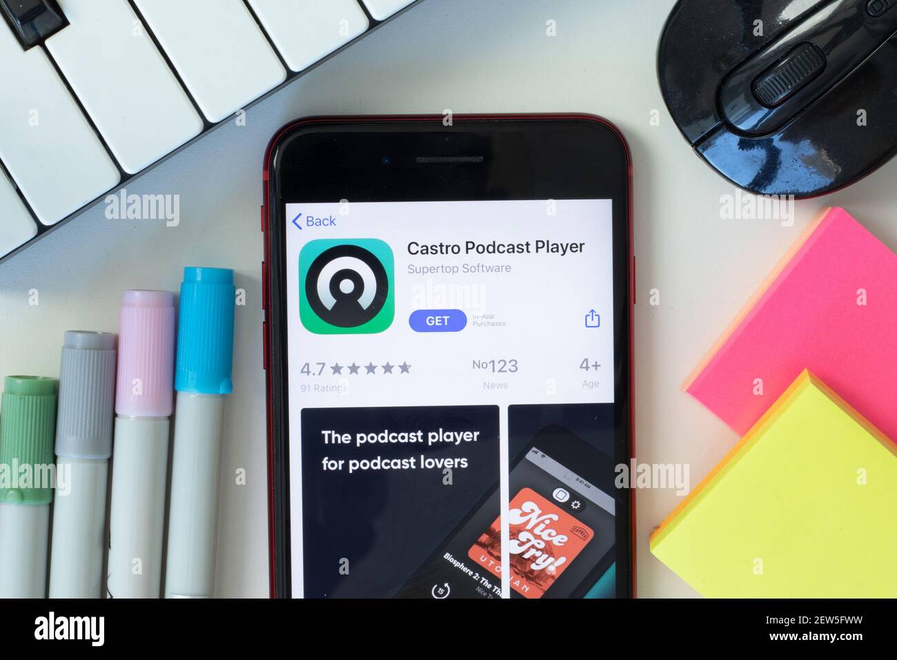 New York, USA - 2 March 2021: Castro Podcast Player mobile app icon on ...