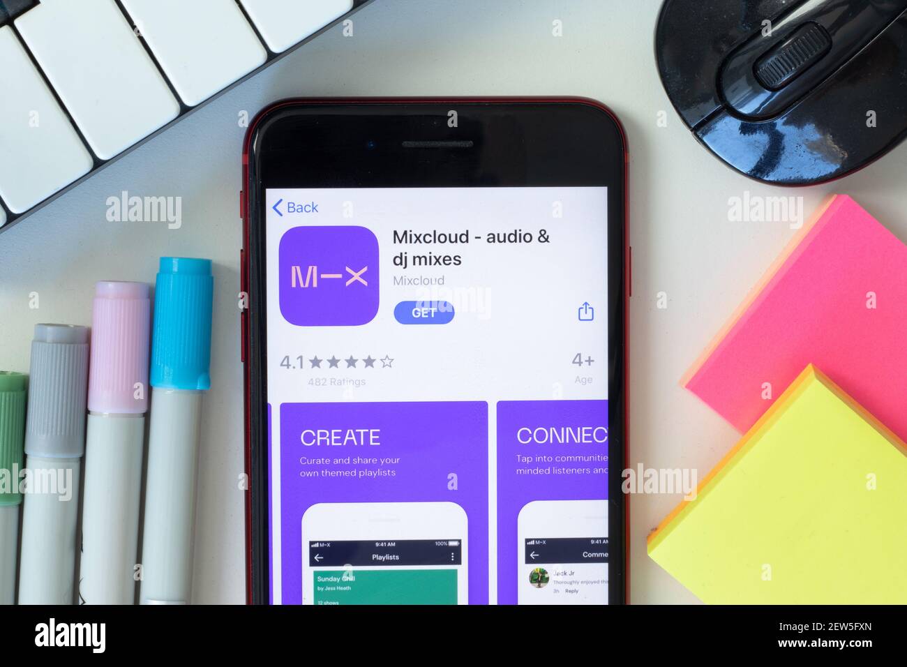 New York, USA - 2 March 2021: Mixcloud - audio dj mixes mobile app icon ...
