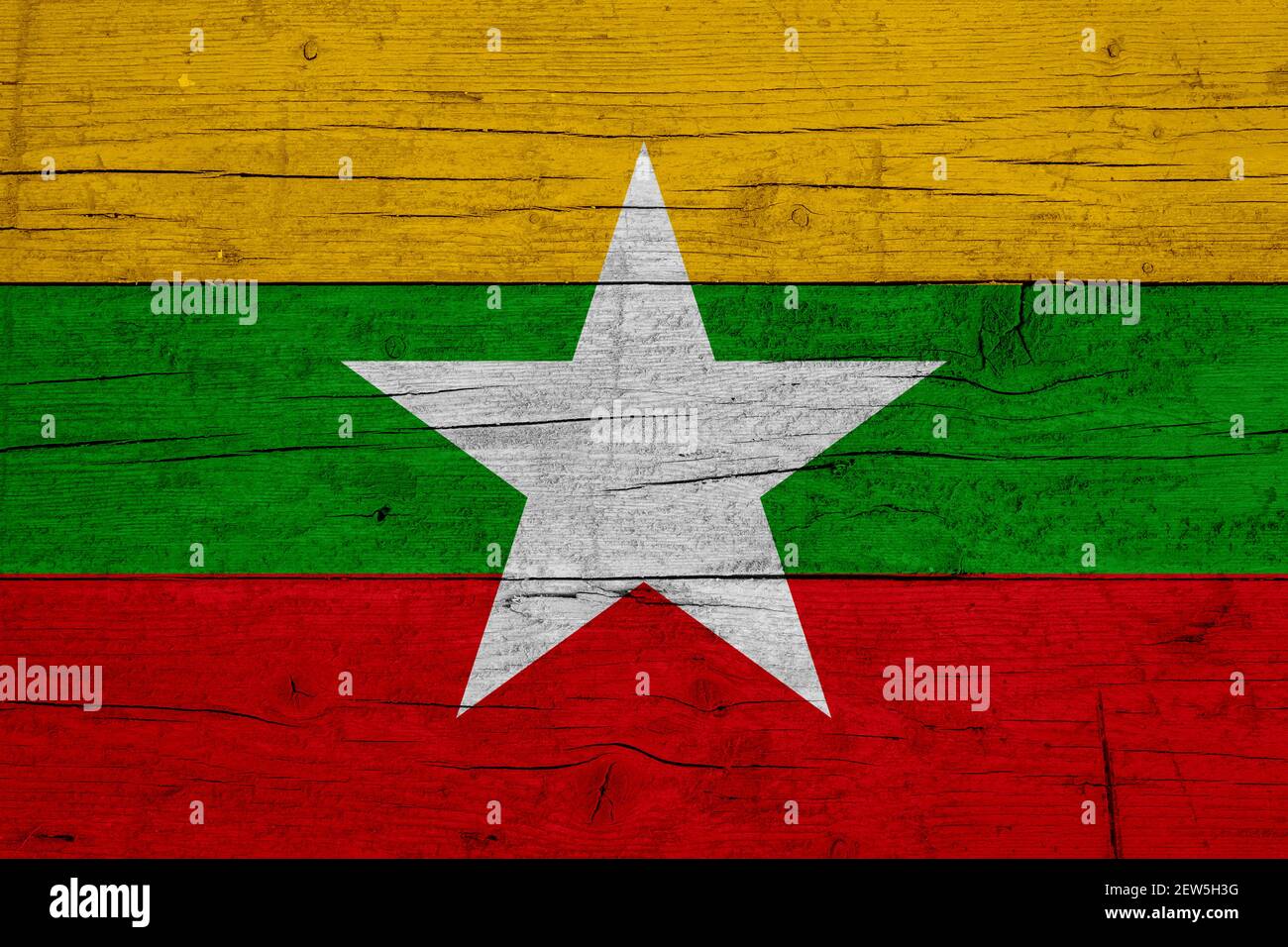 Flag of Myanmar. Wooden texture of the flag of Myanmar Stock Photo - Alamy