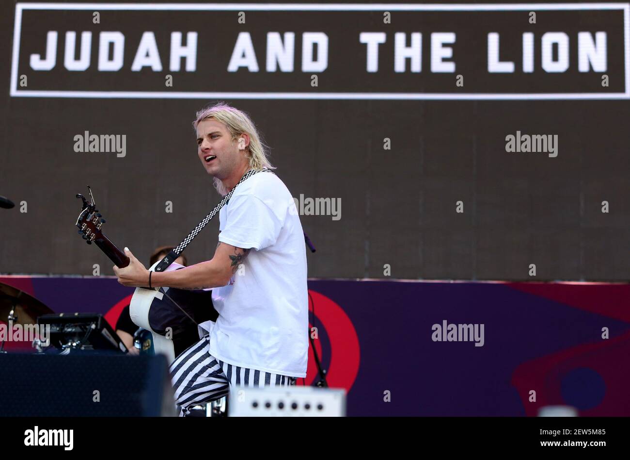 Judah Akers lead singer of Judah and the Lion performs during the 2017 ...