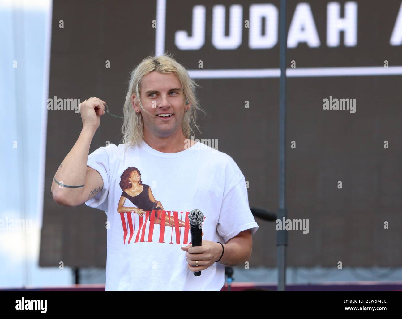 Judah Akers lead singer of Judah and the Lion performs during the 2017 ...