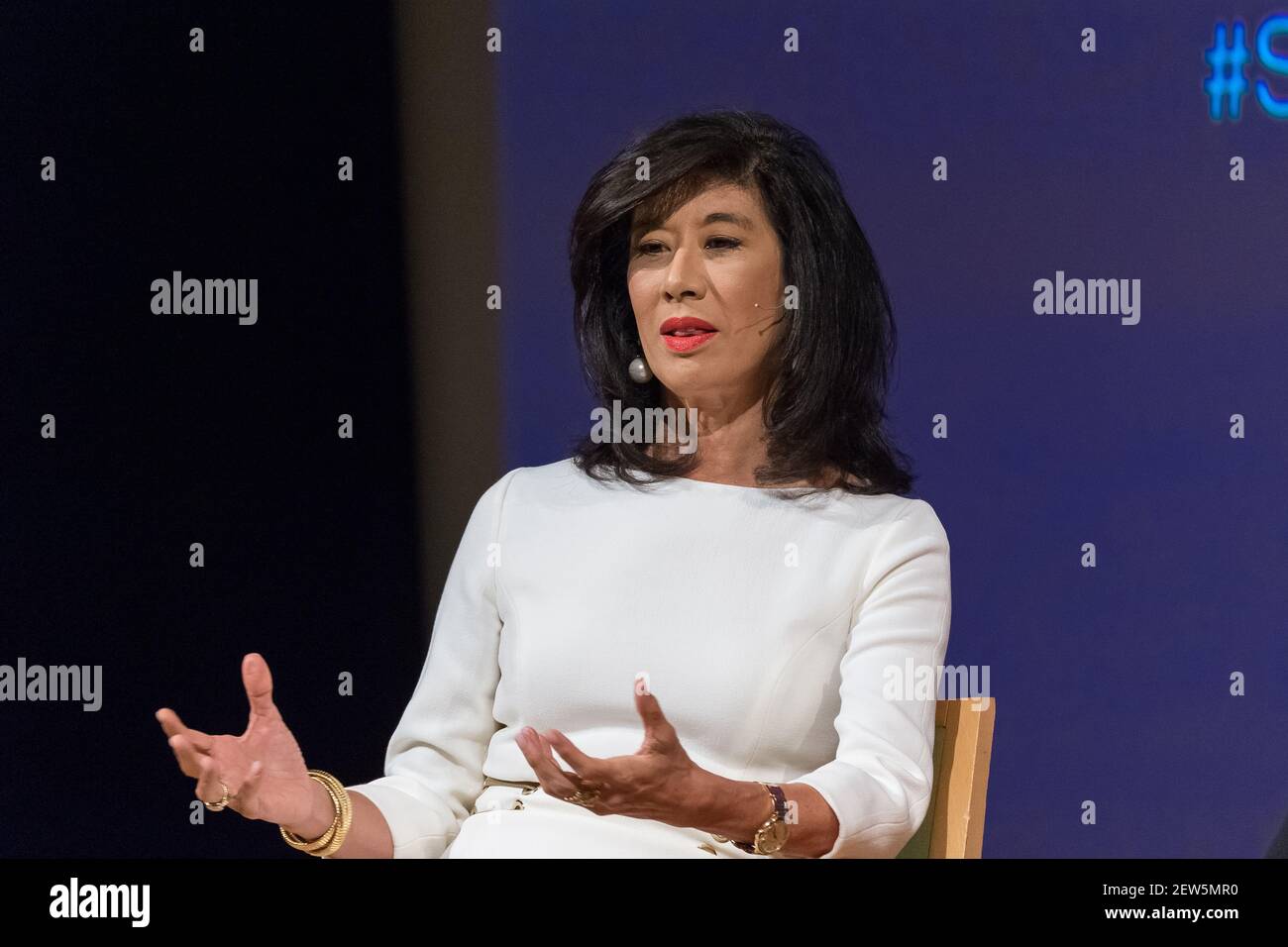 Andrea Jung is seen during a panel discussion at the "Fast Forward ...