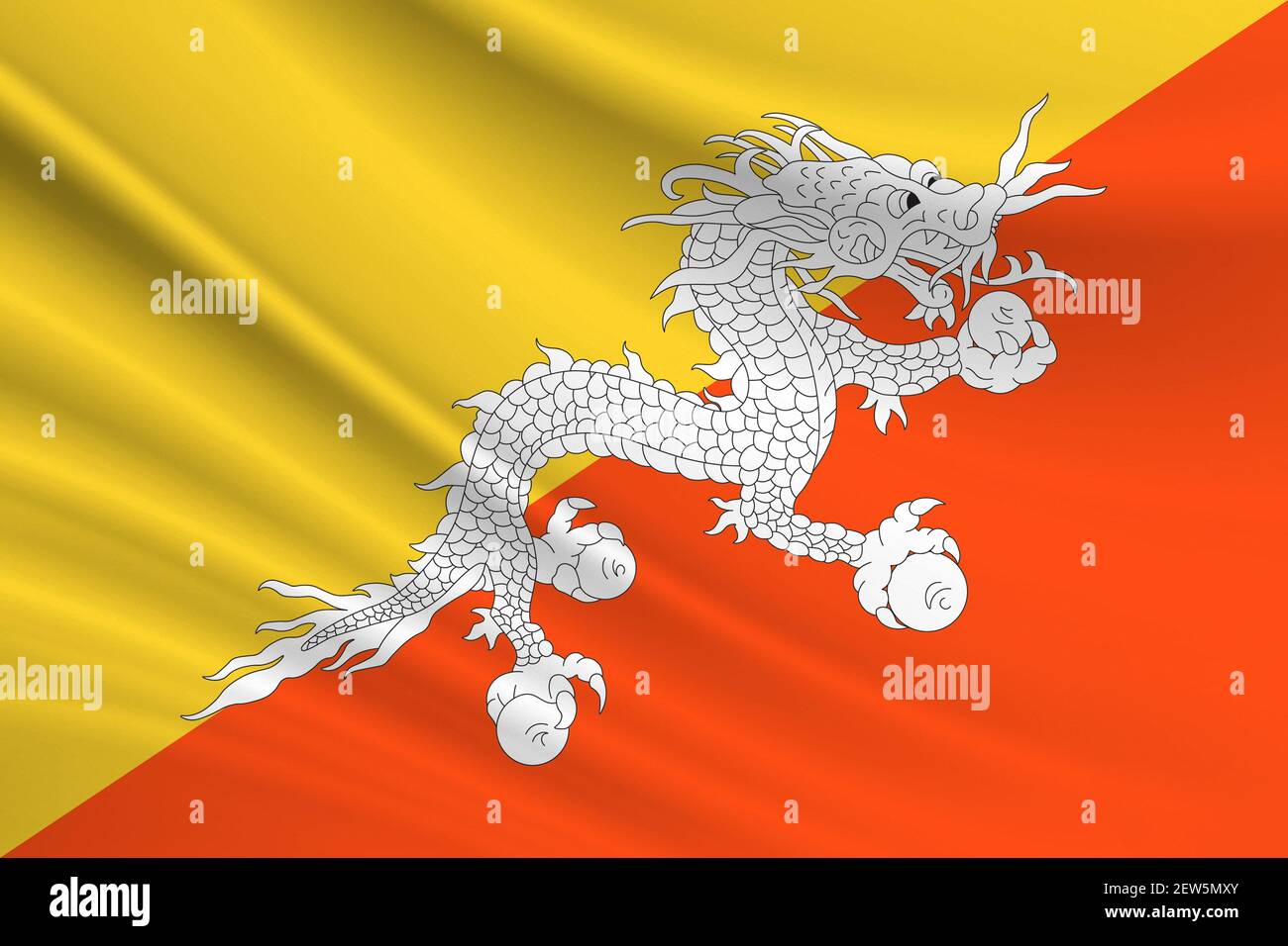 Flag of Butane. Fabric texture of the flag of Butane Stock Photo - Alamy