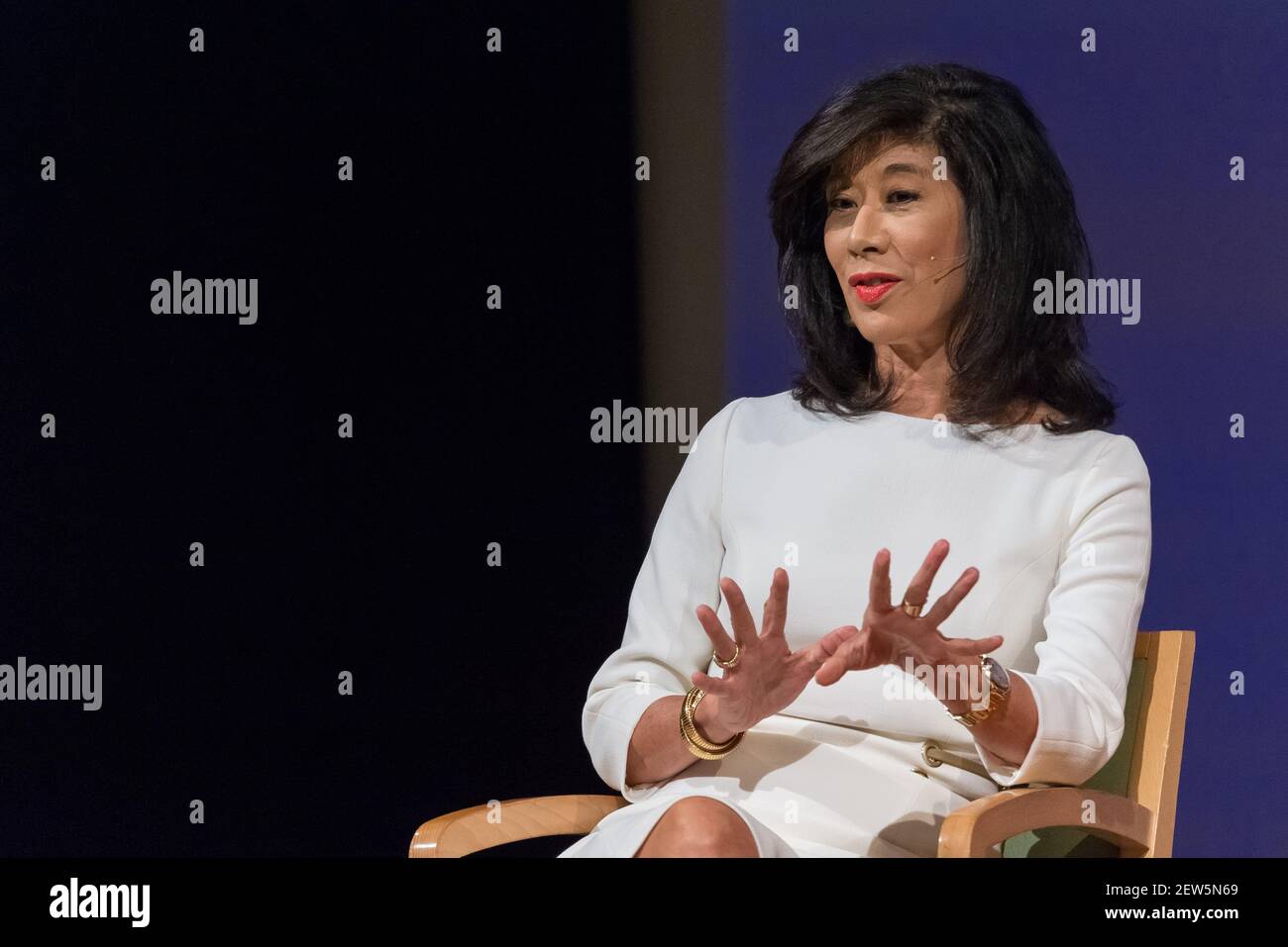 Andrea Jung is seen during a panel discussion at the "Fast Forward ...