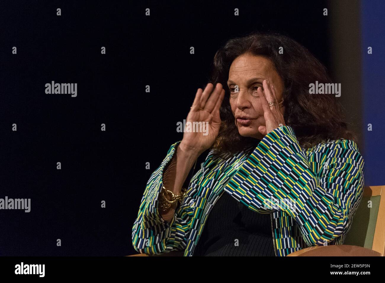 Diane von Furstenberg is seen during a panel discussion at the "Fast ...