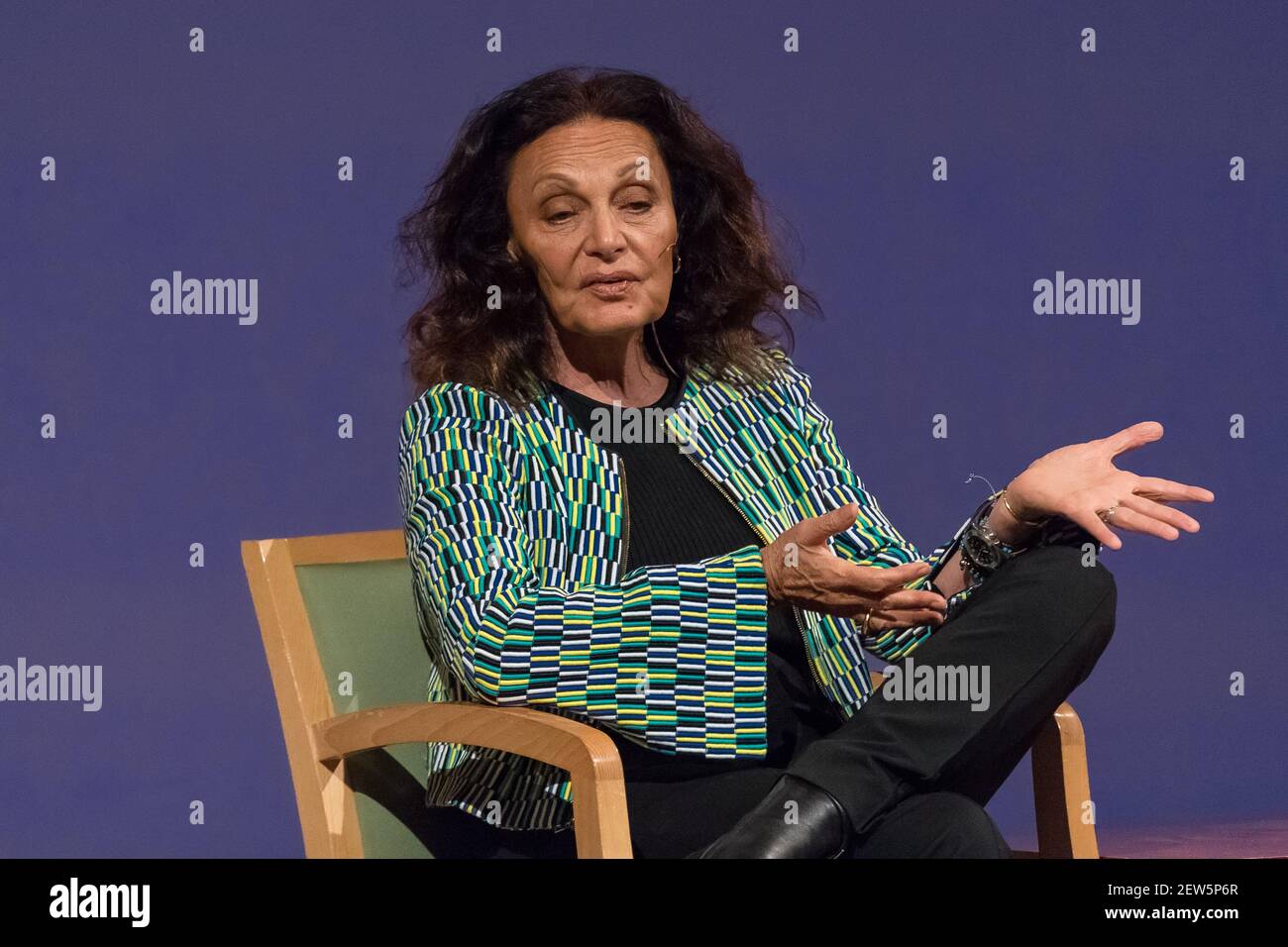 Diane von Furstenberg is seen during a panel discussion at the "Fast ...