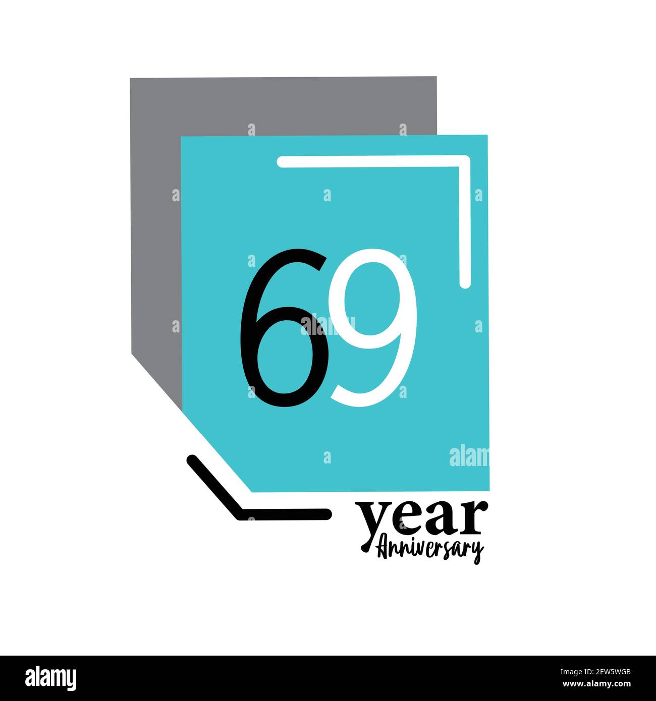 69 Year Anniversary Vector Template Design Illustration Blue Box ...