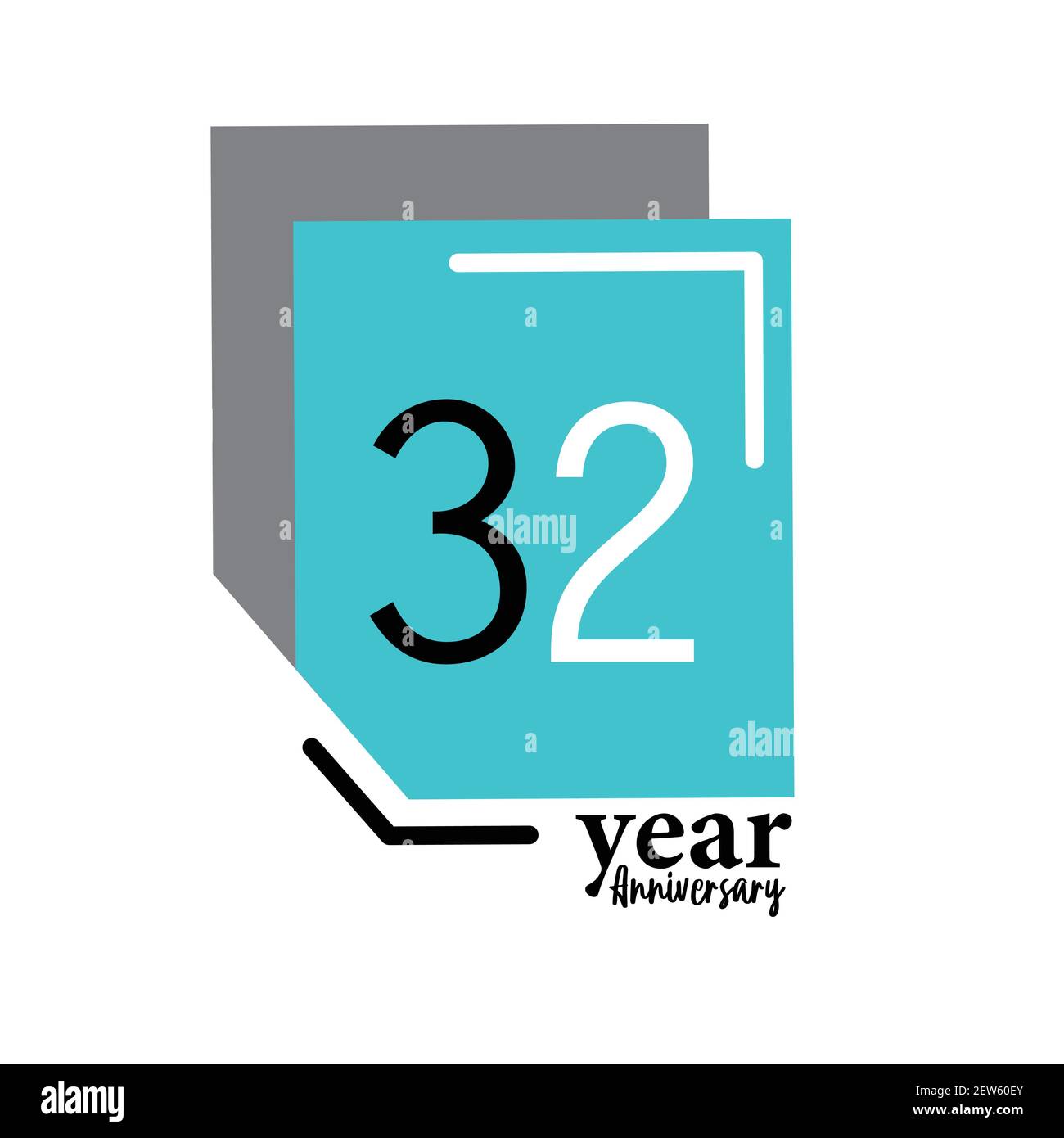 32 Year Anniversary Vector Template Design Illustration Blue Box ...