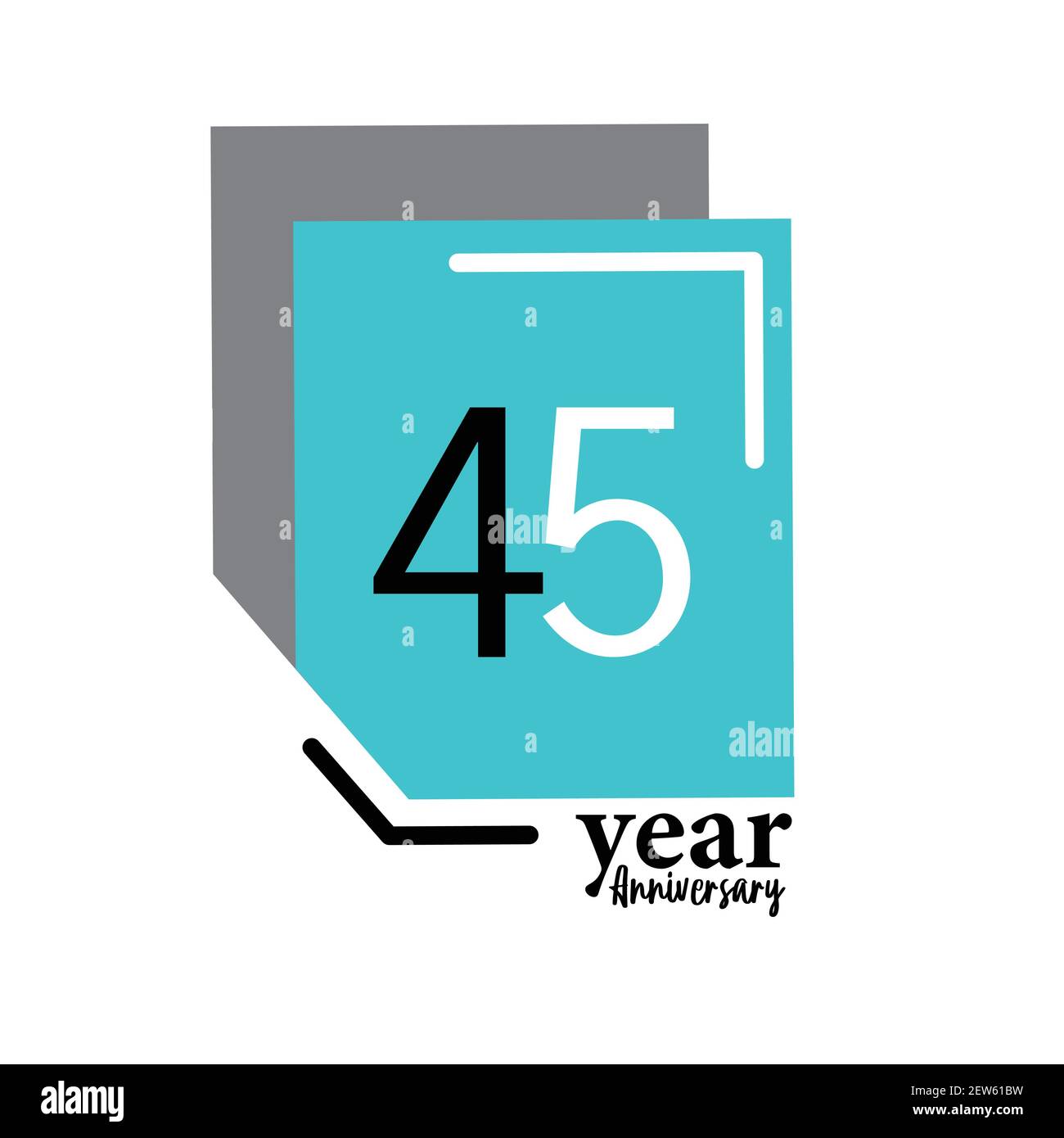 45 Year Anniversary Vector Template Design Illustration Blue Box ...