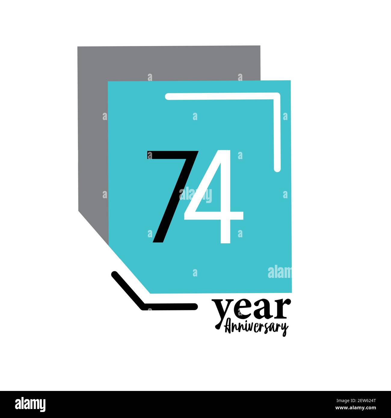 74 Year Anniversary Vector Template Design Illustration Blue Box ...