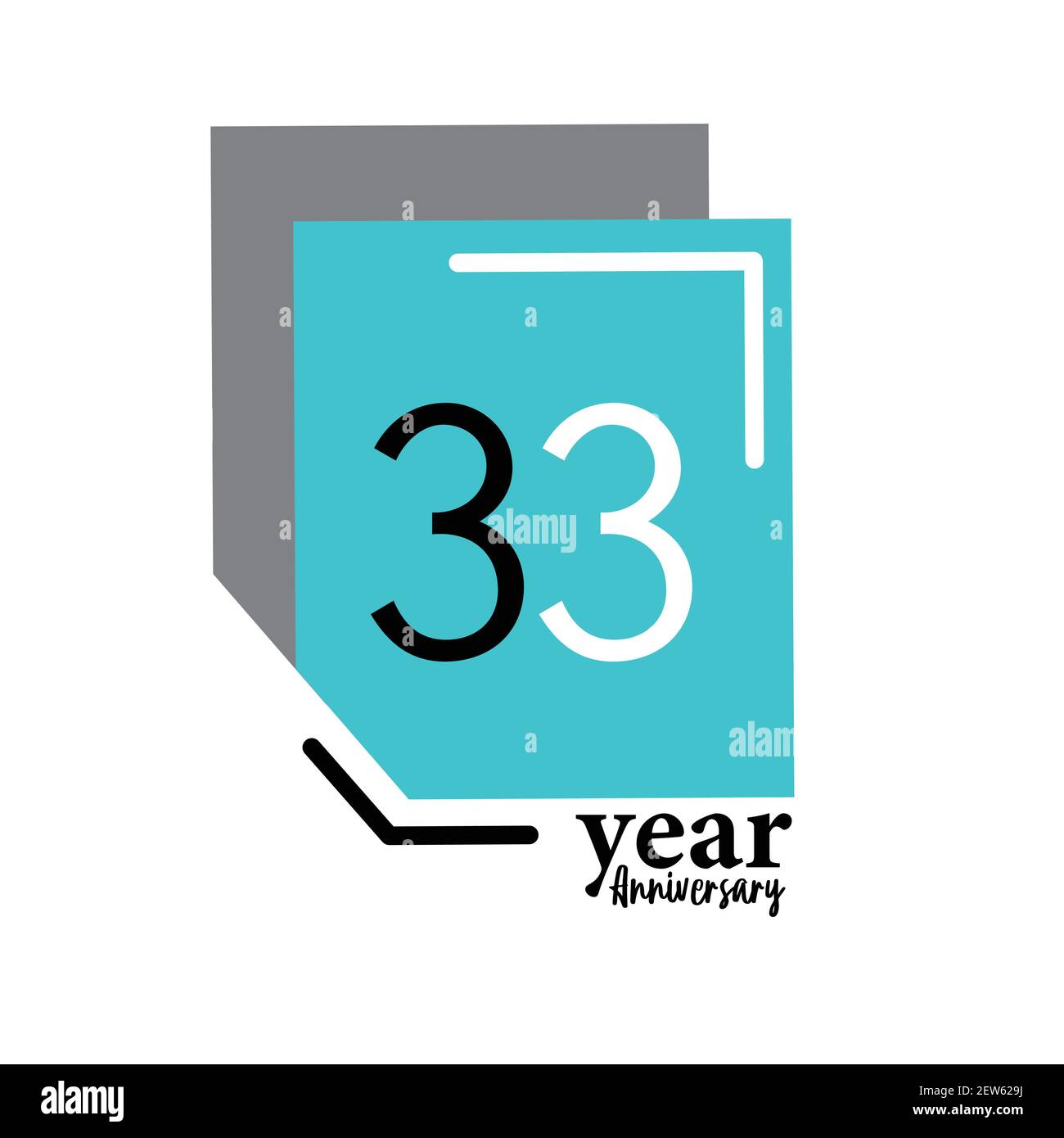 33 Year Anniversary Vector Template Design Illustration Blue Box ...