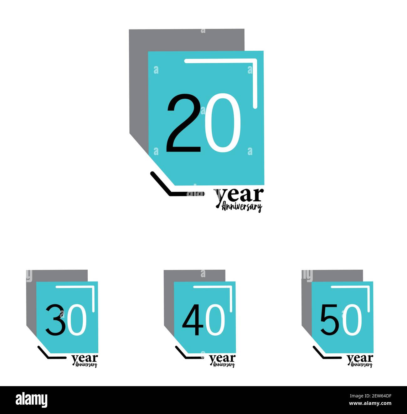 Set 20 Year Anniversary Vector Template Design Illustration Blue Box ...