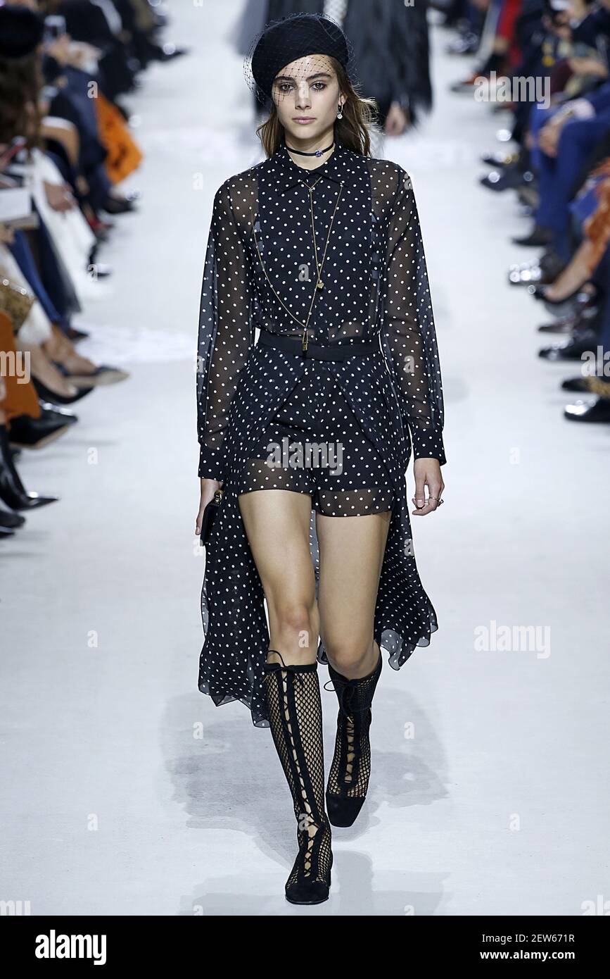 Model Romy Schonberger walks on the runway during the Dior Fashion Show ...
