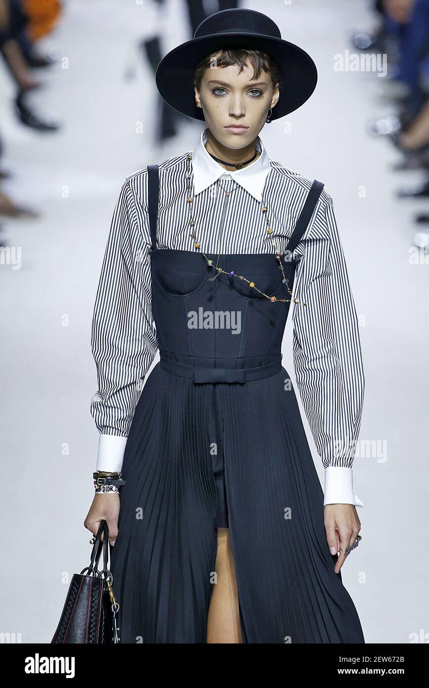 Model Loane Normand walks on the runway during the Dior Fashion Show ...