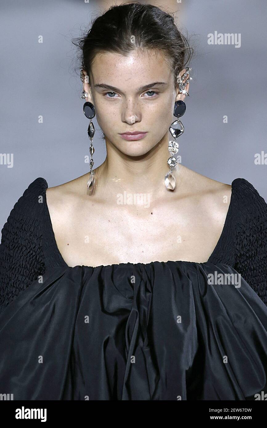 Model Sara Dijkink walks on the runway during the Saint Laurent Fashion Show during Paris ...