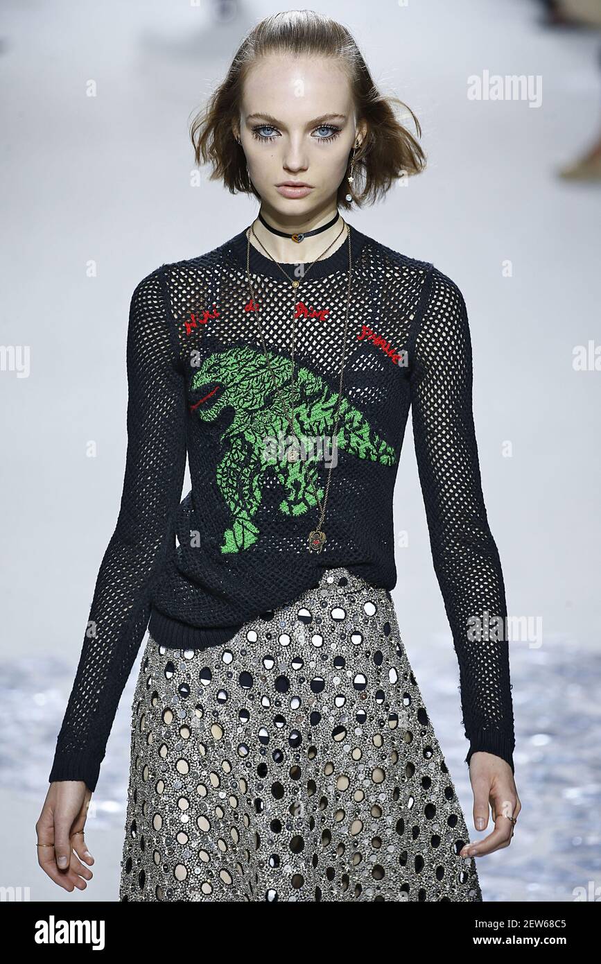 Model Fran Summers walks on the runway during the Dior Fashion Show ...