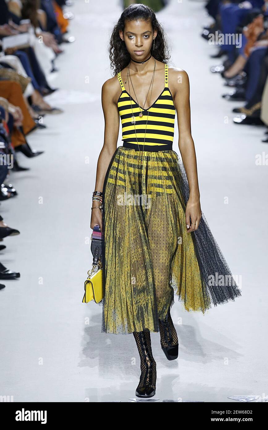 Model Alyssa Traore walks on the runway during the Dior Fashion Show ...
