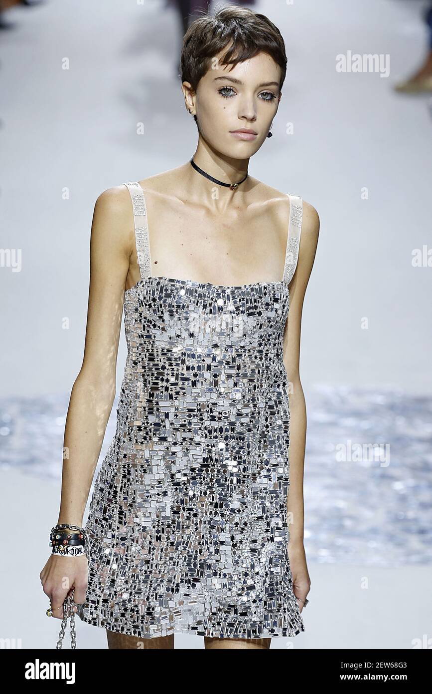 Model Loane Normand walks on the runway during the Dior Fashion Show ...