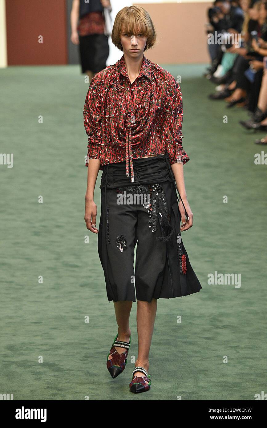 Model Bente Oort walks on the runway during the Carven Fashion Show ...