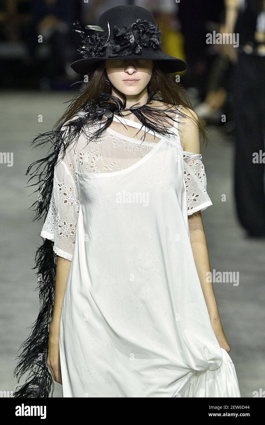 Model Laura Toth walks on the runway during the Ann Demeulemeester ...
