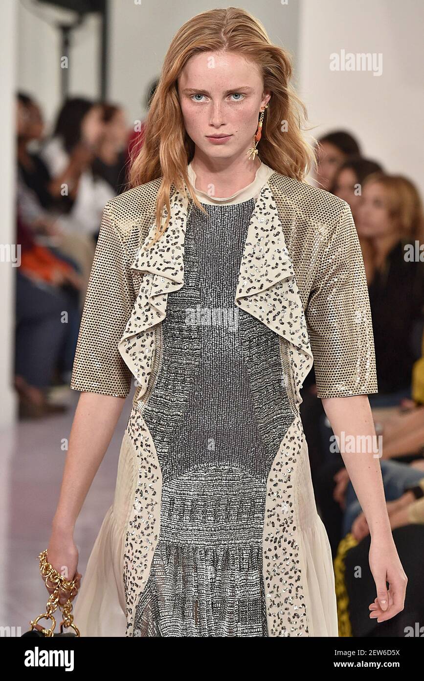 Model Rianne van Rompaey walks on the runway during the Chloe Fashion ...