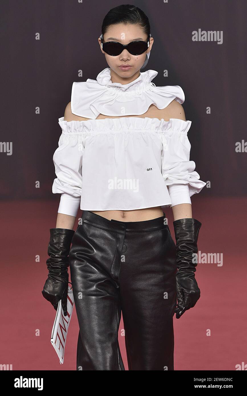 Model Yoon Young Bae walks on the runway during the Off-White Fashion ...