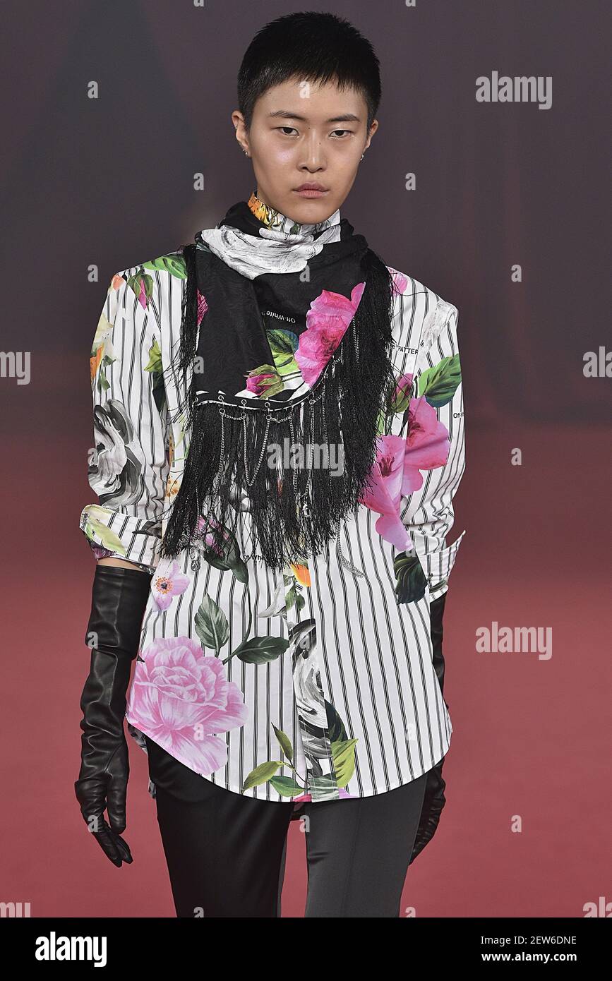 Model Sohyun Jung walks on the runway during the Off-White Fashion Show ...