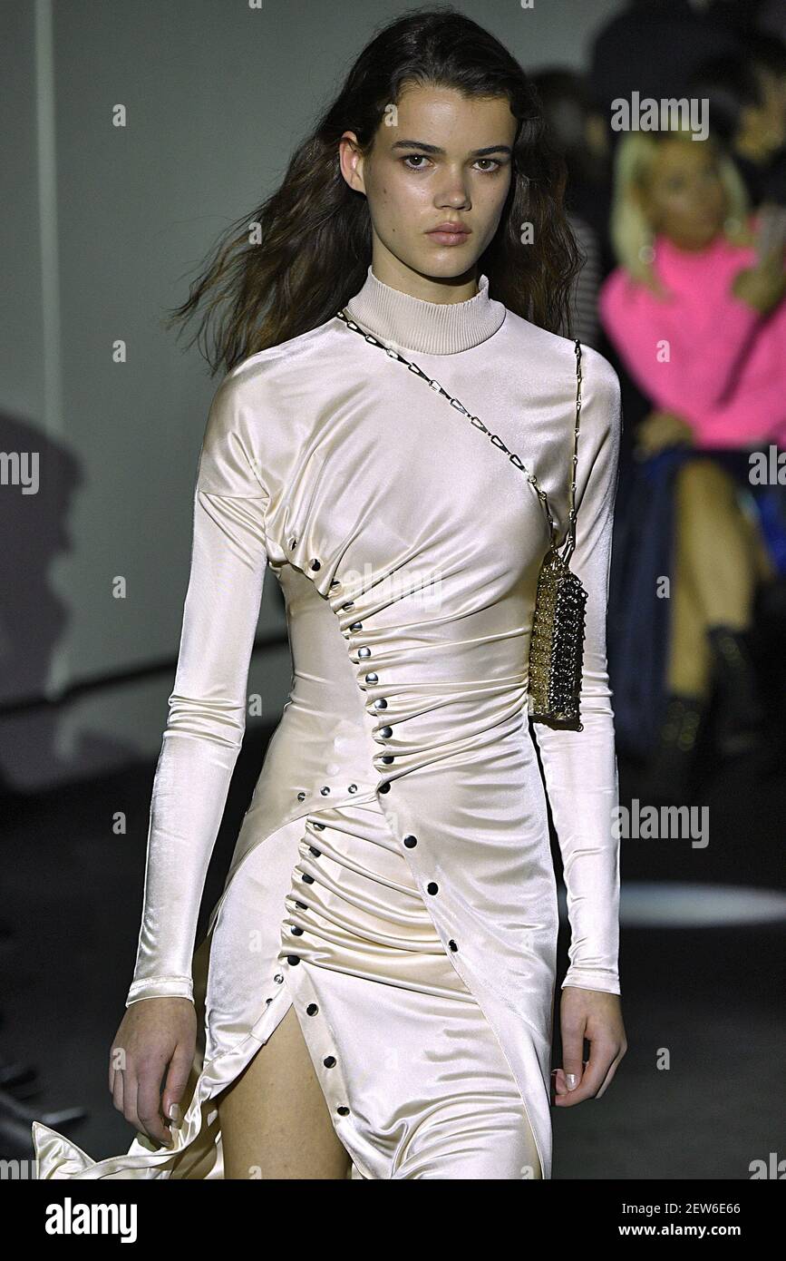 Model Hannah Sprehe walks on the runway during the Paco Rabanne Fashion Show during Paris ...