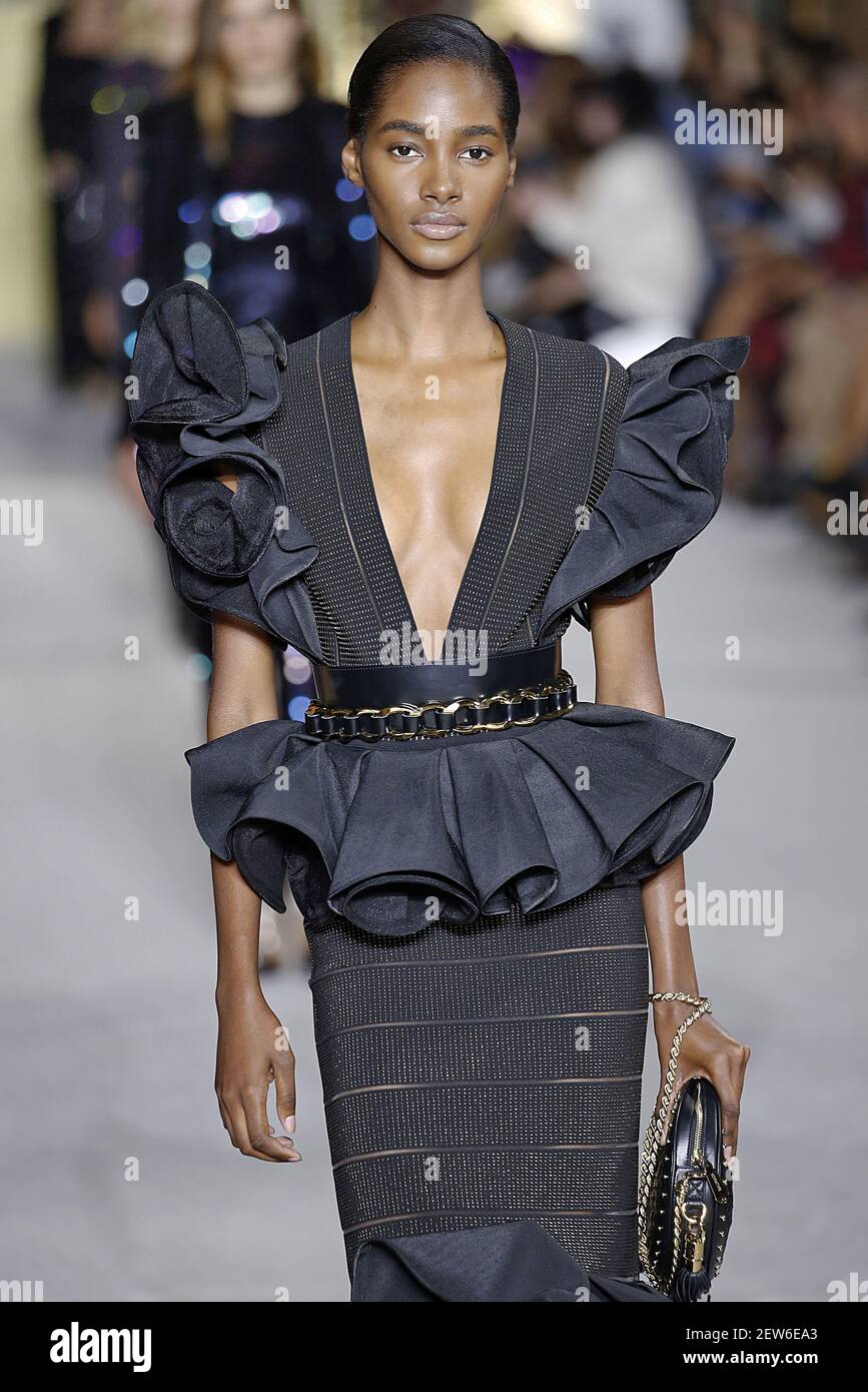 Model Tami Williams walks on the runway during the Balmain Fashion Show ...