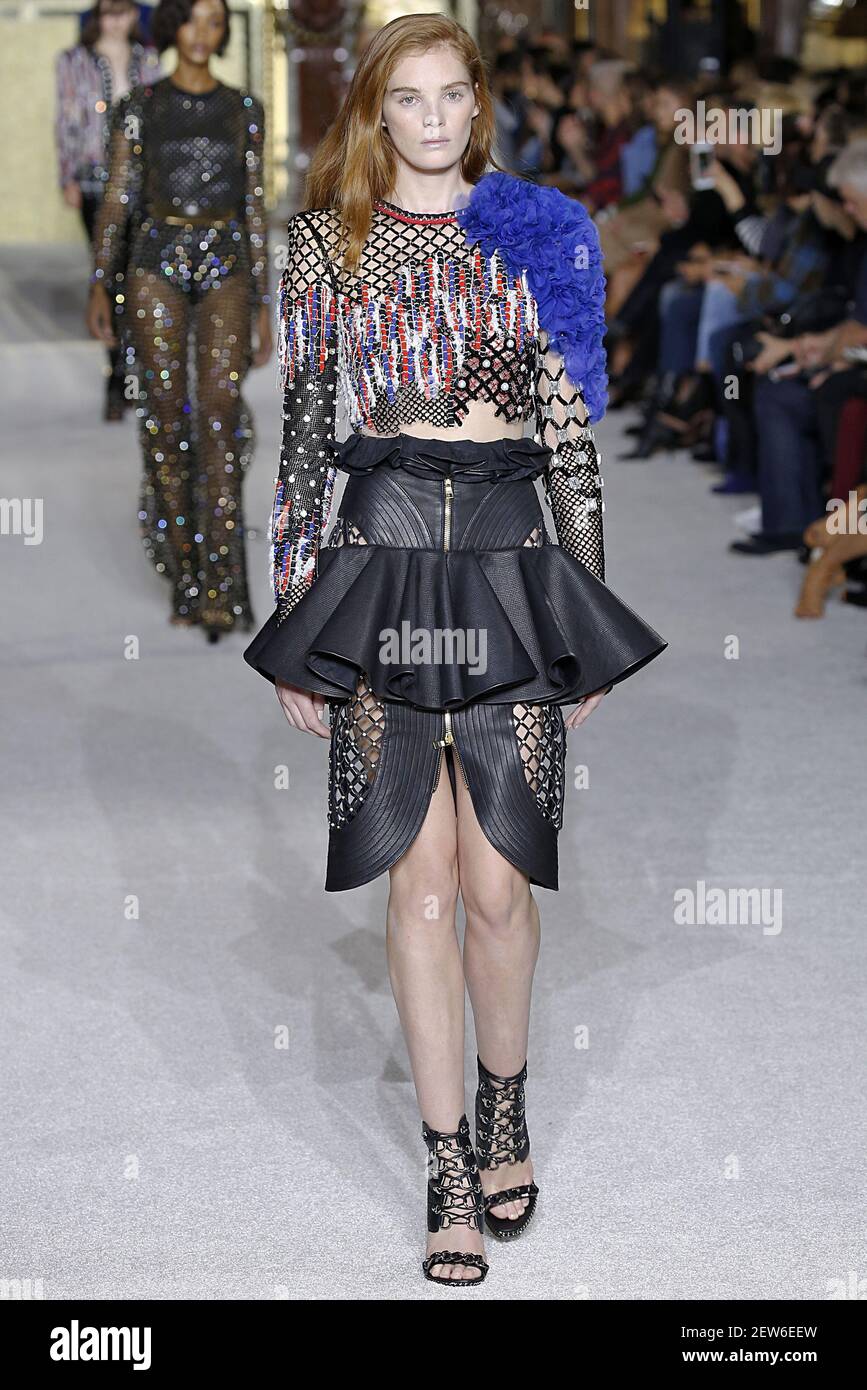 Model Alexina Graham walks on the runway during the Balmain Fashion ...