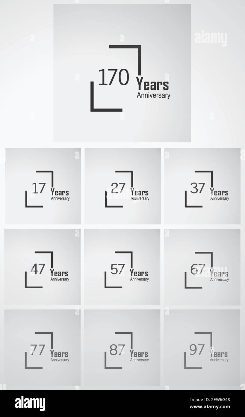 Set 17 Year Anniversary Vector Template Design Illustration box Stock ...