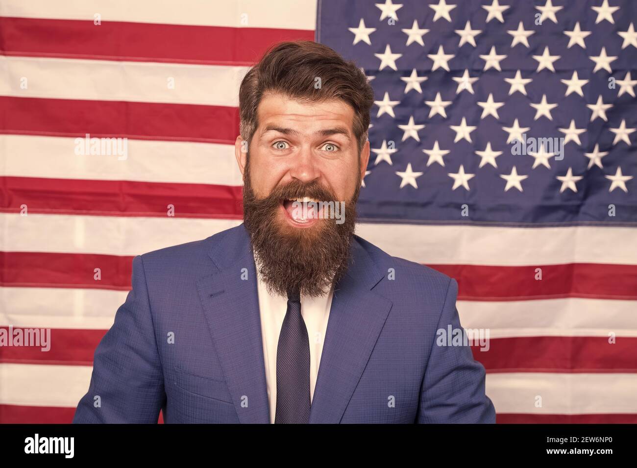 Fourth Of July United States Independence Day. man Celebrate at Flag ...