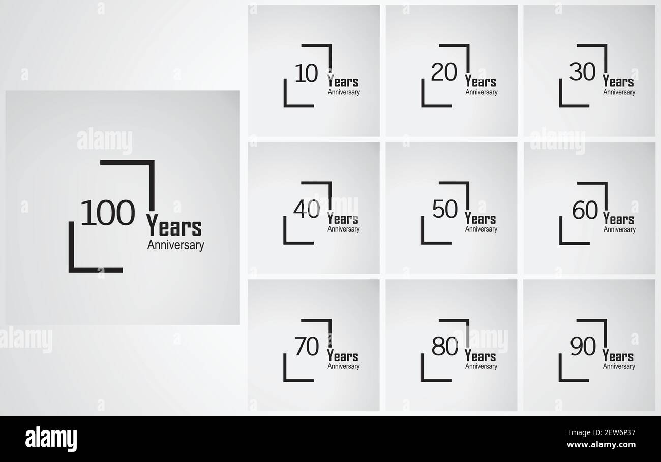 Set 100 Year Anniversary Vector Template Design Illustration box Stock ...
