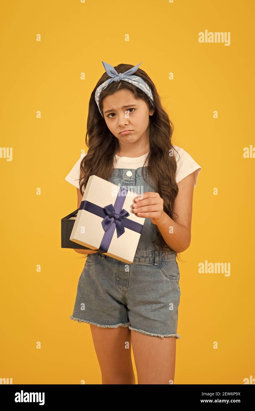 Disappointment concept. Not what I wanted. Kid love birthday gift ...