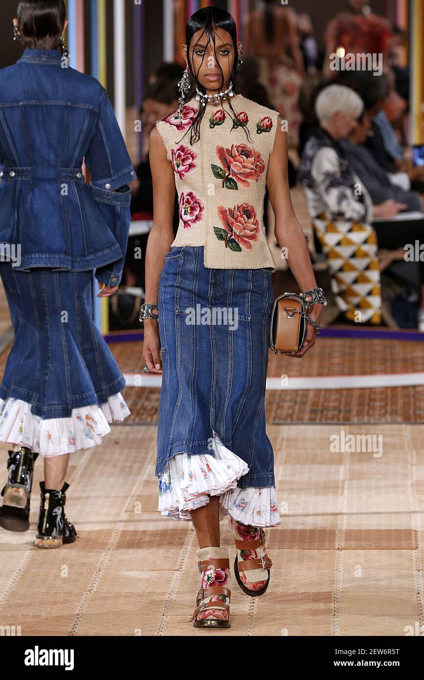 Model Alyssa Traore walks on the runway during the Alexander McQueen ...