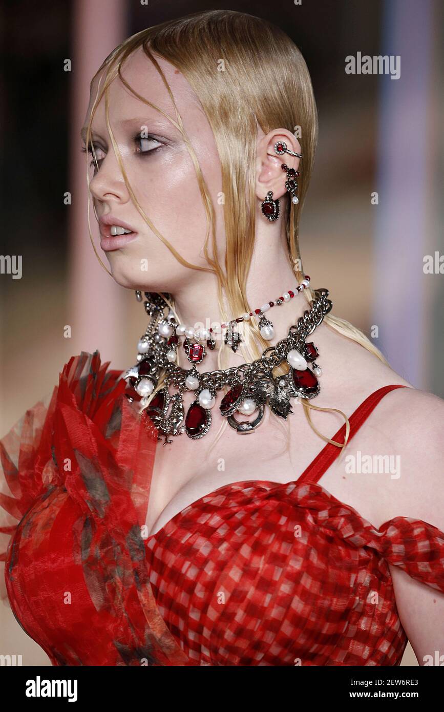 Model Betsy Teske walks on the runway during the Alexander McQueen ...