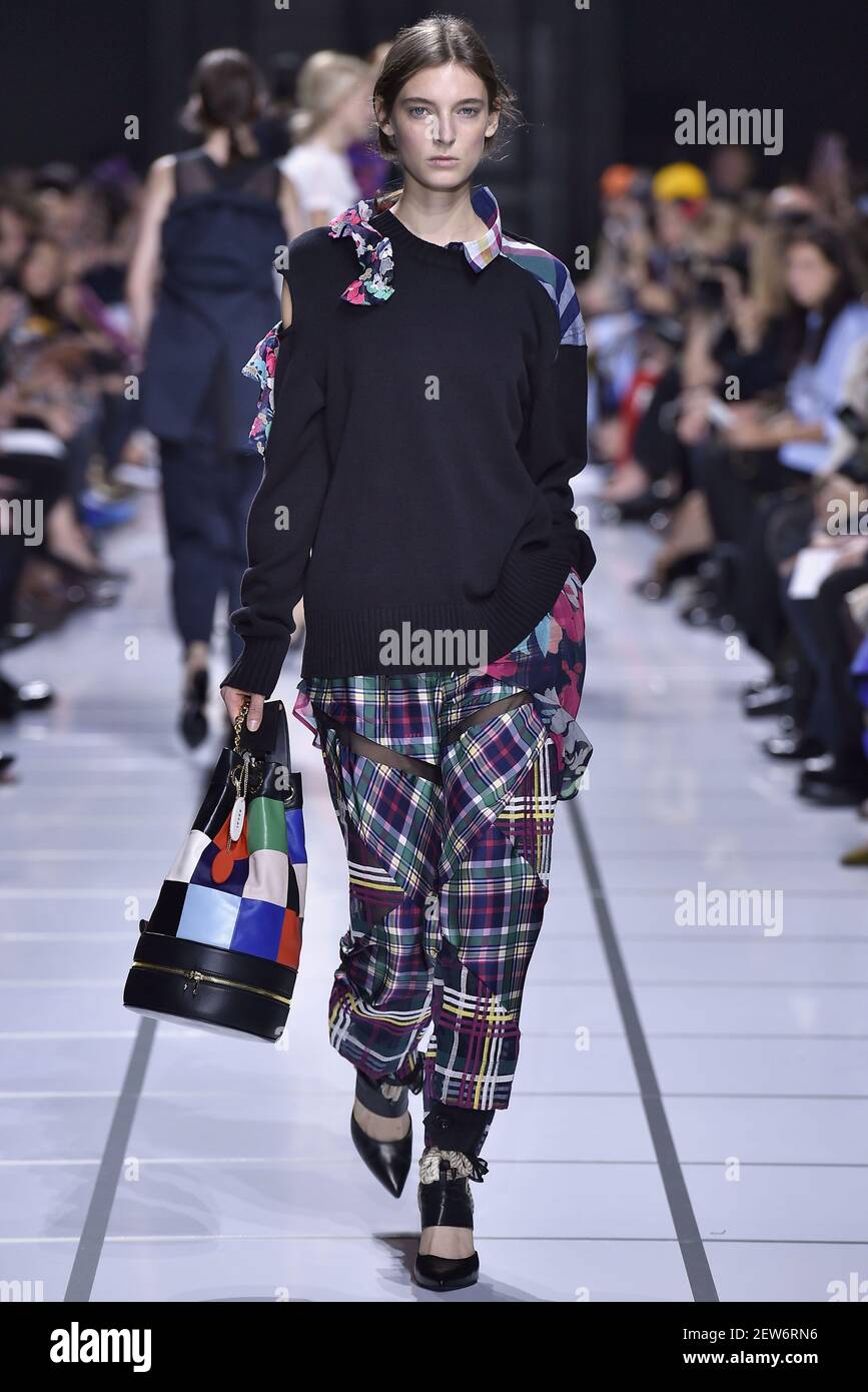 Model Ansley Gulielmi walks on the runway during the Sacai Fashion Show ...
