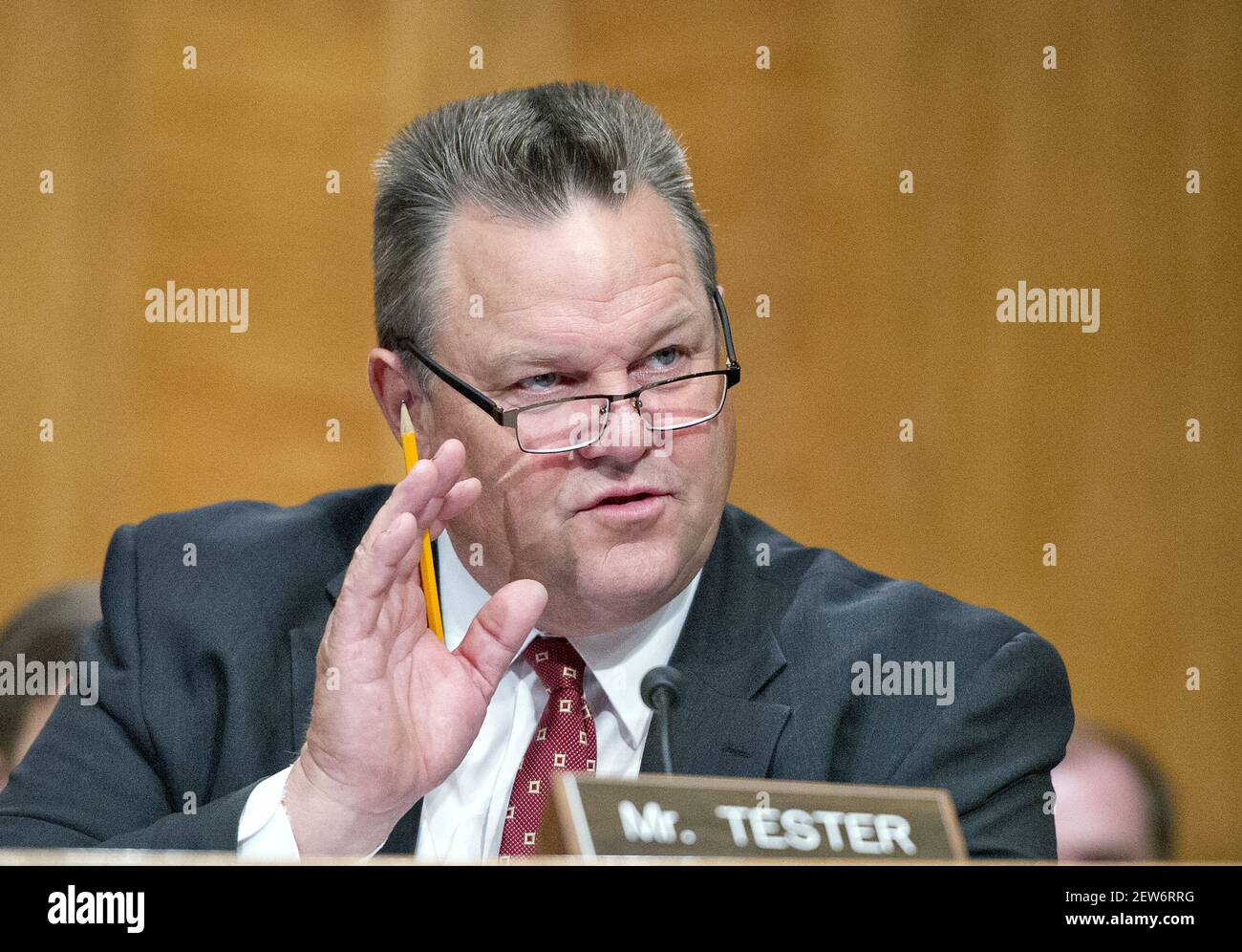 United States Senator Jon Tester (Democrat of Montana) questions ...