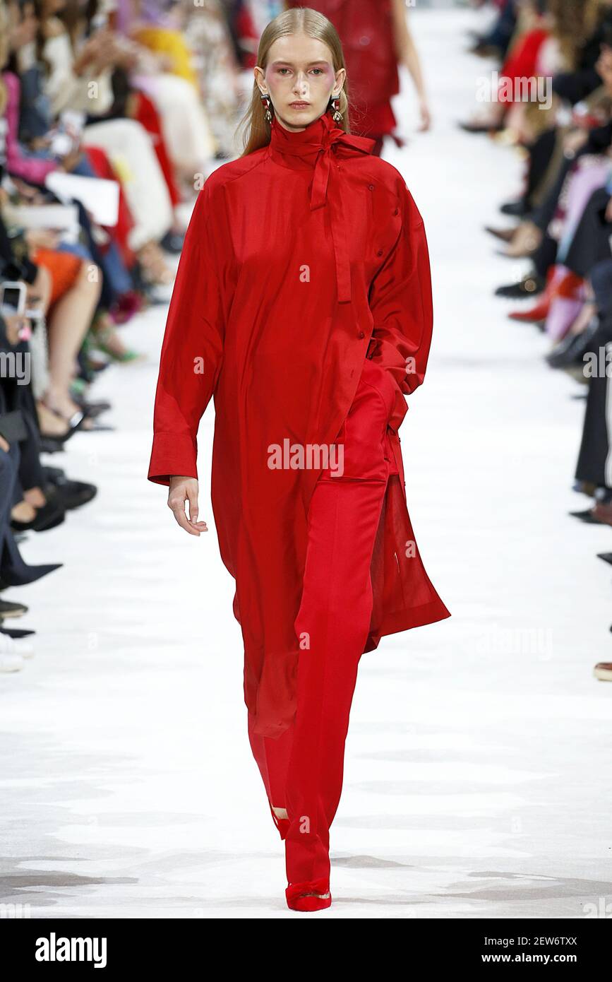 Model Mia Brammer walks on the runway during the Valentino Fashion Show ...