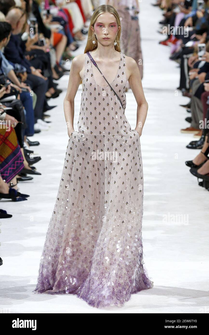 Model Sasha Komarova walks on the runway during the Valentino Fashion ...