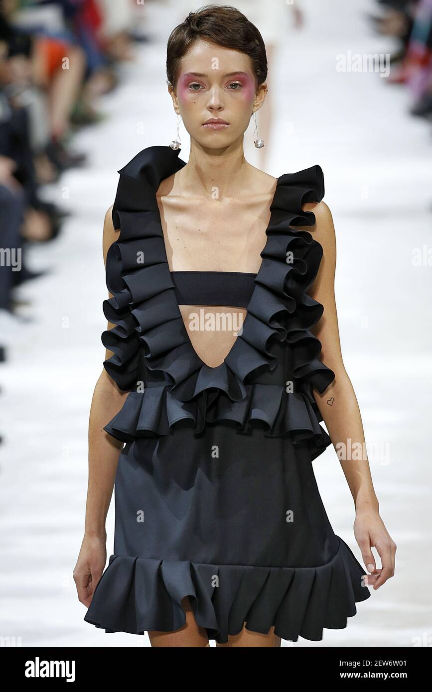 Model Loane Normand walks on the runway during the Valentino Fashion ...