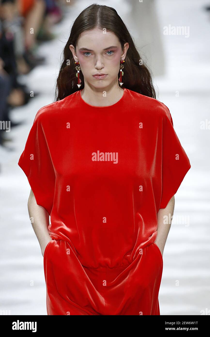 Model Maaike Straver walks on the runway during the Valentino Fashion Show during Paris Fashion ...