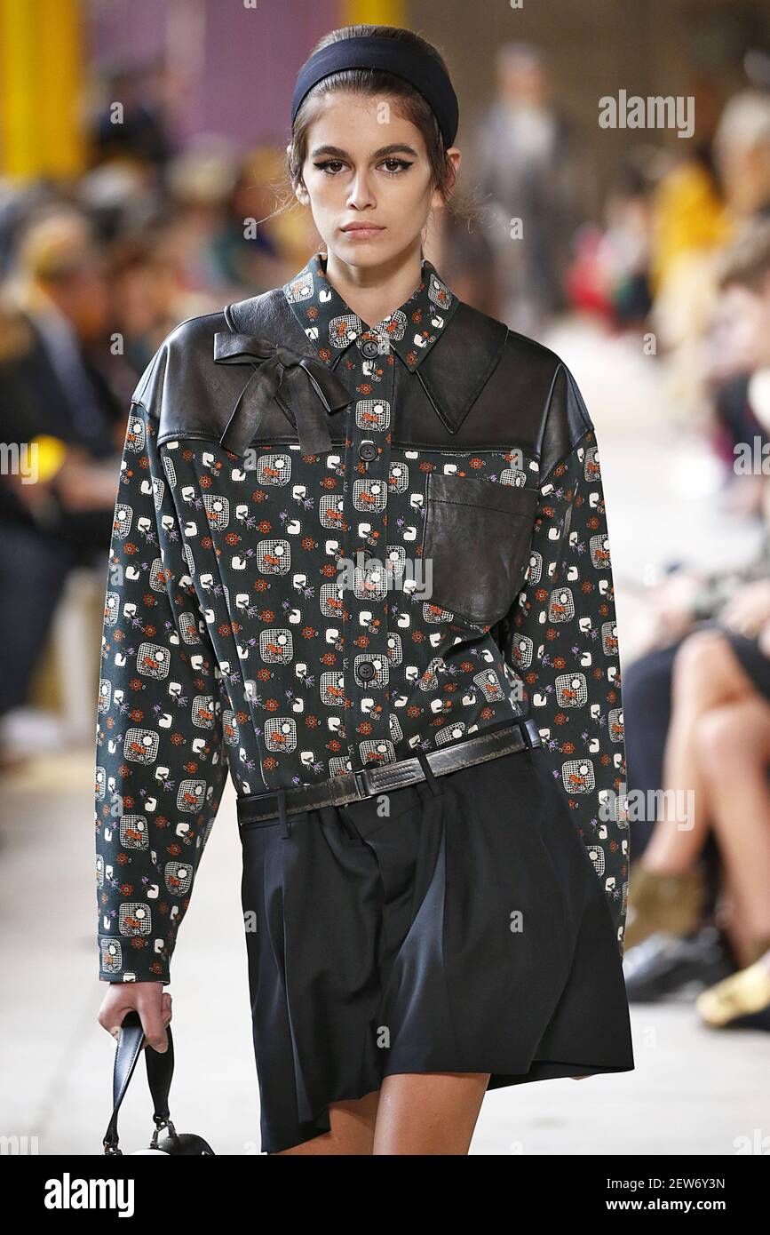 Model Kaia Gerber walks on the runway during the Miu Miu Fashion Show ...