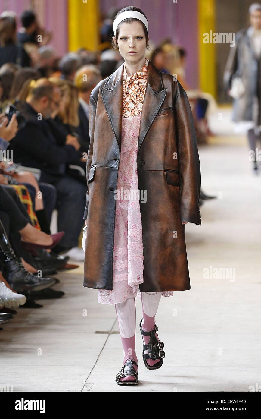 Model Sedona Legge walks on the runway during the Miu Miu Fashion Show ...