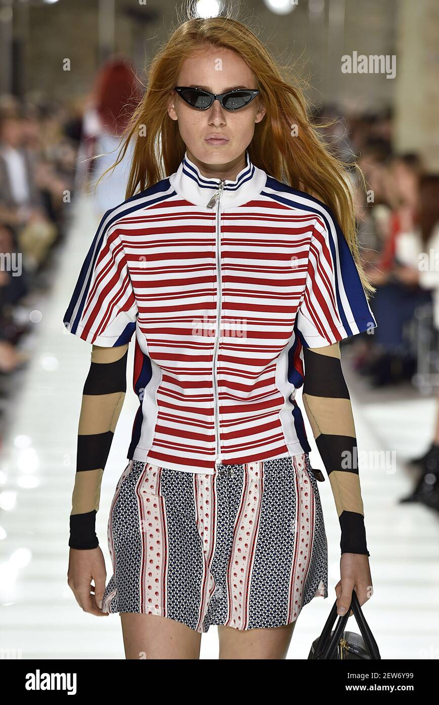 Model Melody Vroom walks on the runway during the Louis Vuitton Fashion ...