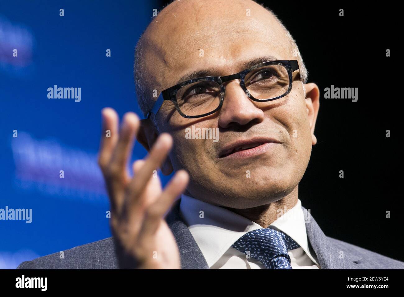 Satya Nadella, Chief Executive Officer (CEO) of Microsoft participates ...